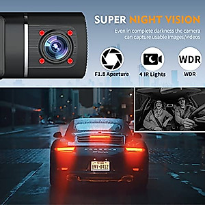 Dash Cam WiFi Abask,Dash cam Front and Inside with 32G SD Card,4K+1080P Dash Camera for Cars, 310° Wide Angle,Night Vision WDR G-Sensor Parking Monitor Loop Recording Motion Detector