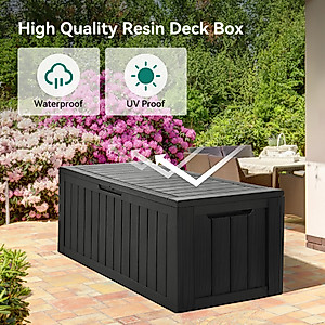 YITAHOME 80 Gallon Resin Deck Box, Outdoor Lockable Storage Box for Patio Furniture, Waterproof Patio Deck Box for Cushions, Pool Supplies, Sports Equipment and Garden Tools, Black