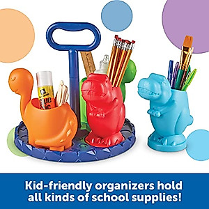 Learning Resources Create-a-Space Kiddy Center Dinos - 5 Pieces, Kids Art Supplies Organizer, Storage Caddy for Kids,Crayon Organizer