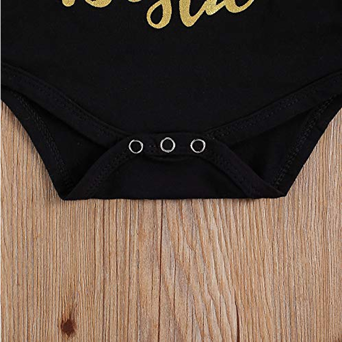 MAINESAKA Newborn Baby Girls 3pcs Outfit Set Auntie's Bestie Romper + Floral Pants Clothing Set(black + leopard 1,6-9 Months)