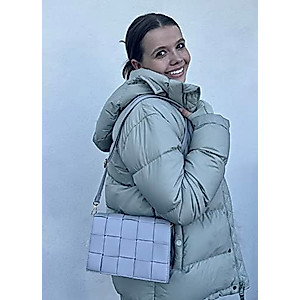 Bella Luna Small Woven Crossbody Purse Shoulder Bag or Clutch for Women with Removable Strap (Cement)