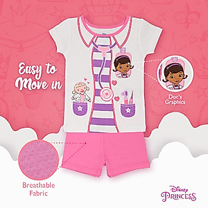 Disney Girls' Doc McStuffins 4-Piece Snug-Fit Cotton Pajamas Set, Doc's Uniform Lambie, 2T