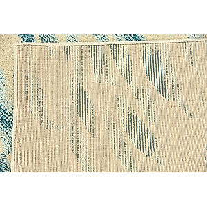Unique Loom Positano Collection Coastal Modern Bright Colors Fish Beige Area Rug (5' x 8')