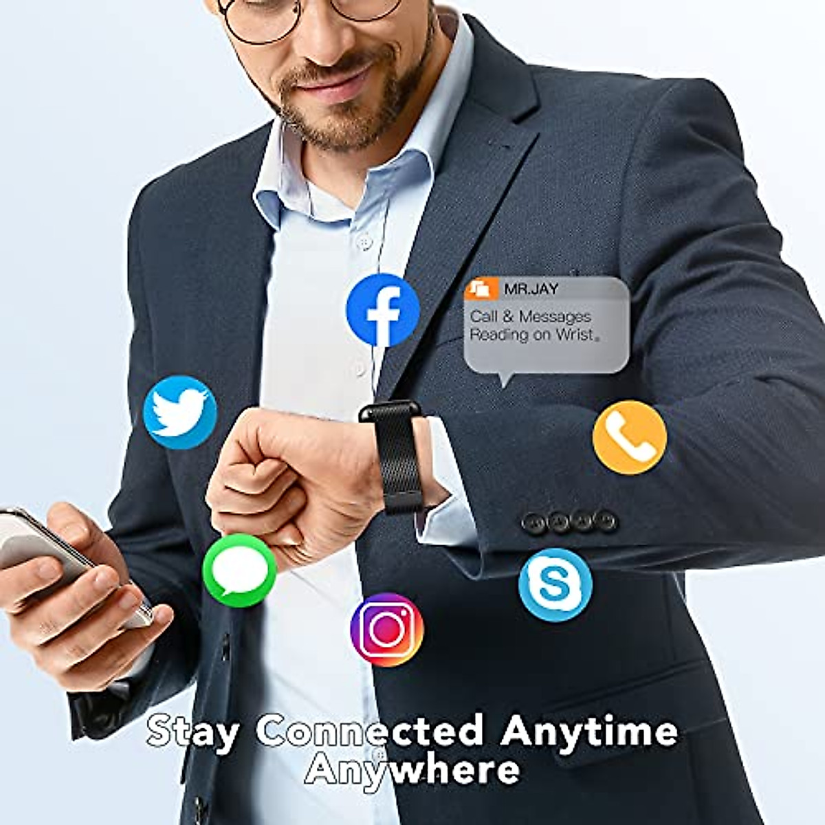 Hommie Smart Watches for Men, 1.69" HD Touch Screen Fitness Tracker IP68 Waterproof Smartwatch with Heart Rate Monitor, Blood Oxygen, Pedometer, Compatible with Android iPhone iOS