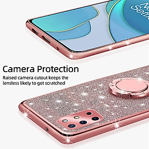 KuDiNi Oneplus 8T Case, Glitter Rose Crystal Soft Clear TPU Protective Cover with Kickstand for Oneplus 8T (2020)