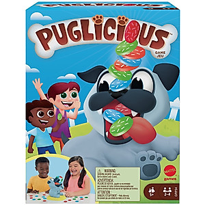 Mattel Games Puglicious Kids Game, Dog Treat-Stacking Challenge with Hungry Puppy, for Kids 5 Years & Older