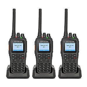 DMR Digital & Analog Two Way Radios Long Range Rechargeable - CONNECOM Heavy Duty Walkie Talkies for Adults Rugged 2 Way Radios for Warehouse Factory Docks Commercial Construction etc. GD900 3 Pack