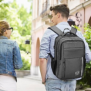 STOVER Laptop Travel Backpack, Fits 15.6 Inch Notebook with Luggage Compartment, Reflector for Safe, Backpack for Casual Use, Business Women and Men (Dark Grey)
