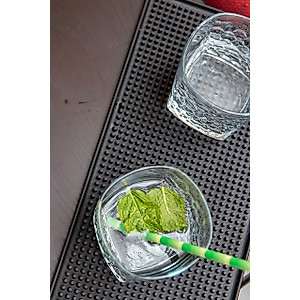 WISHMART Black Bar Mats Set of 2 (12x6 Inches) | Drying, Durable and Stylish Spill Mats for Bars, Restaurants, Coffee Shops, Bar Mats for Countertop and Table Top, Non-Spill & Non-Toxic Mats