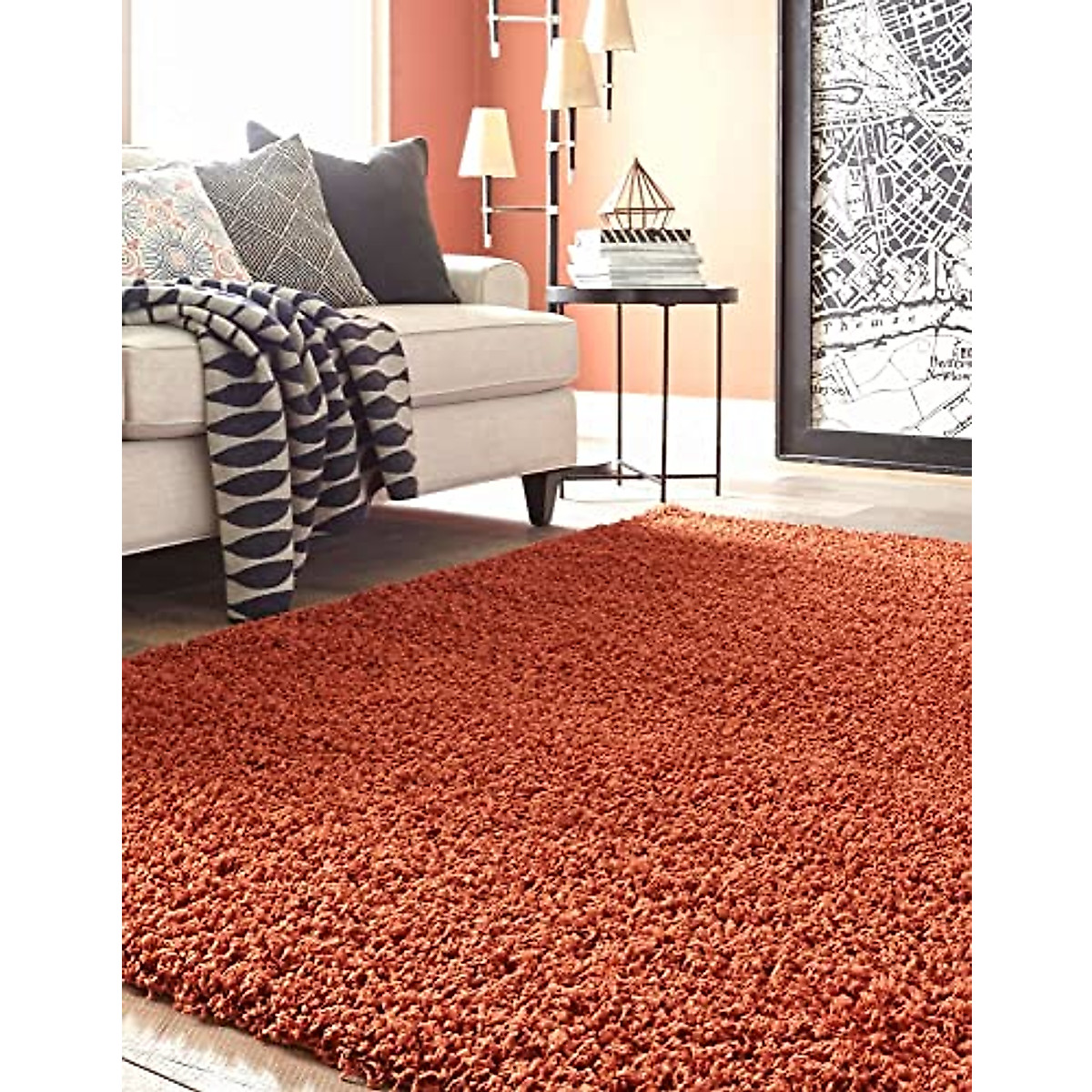 Unique Loom Solid Shag Collection Area Rug (4' 1" x 6' 1", Terracotta)