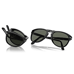 Persol PO0714 Aviator Sunglasses, Black/Green Polarized, 54 mm