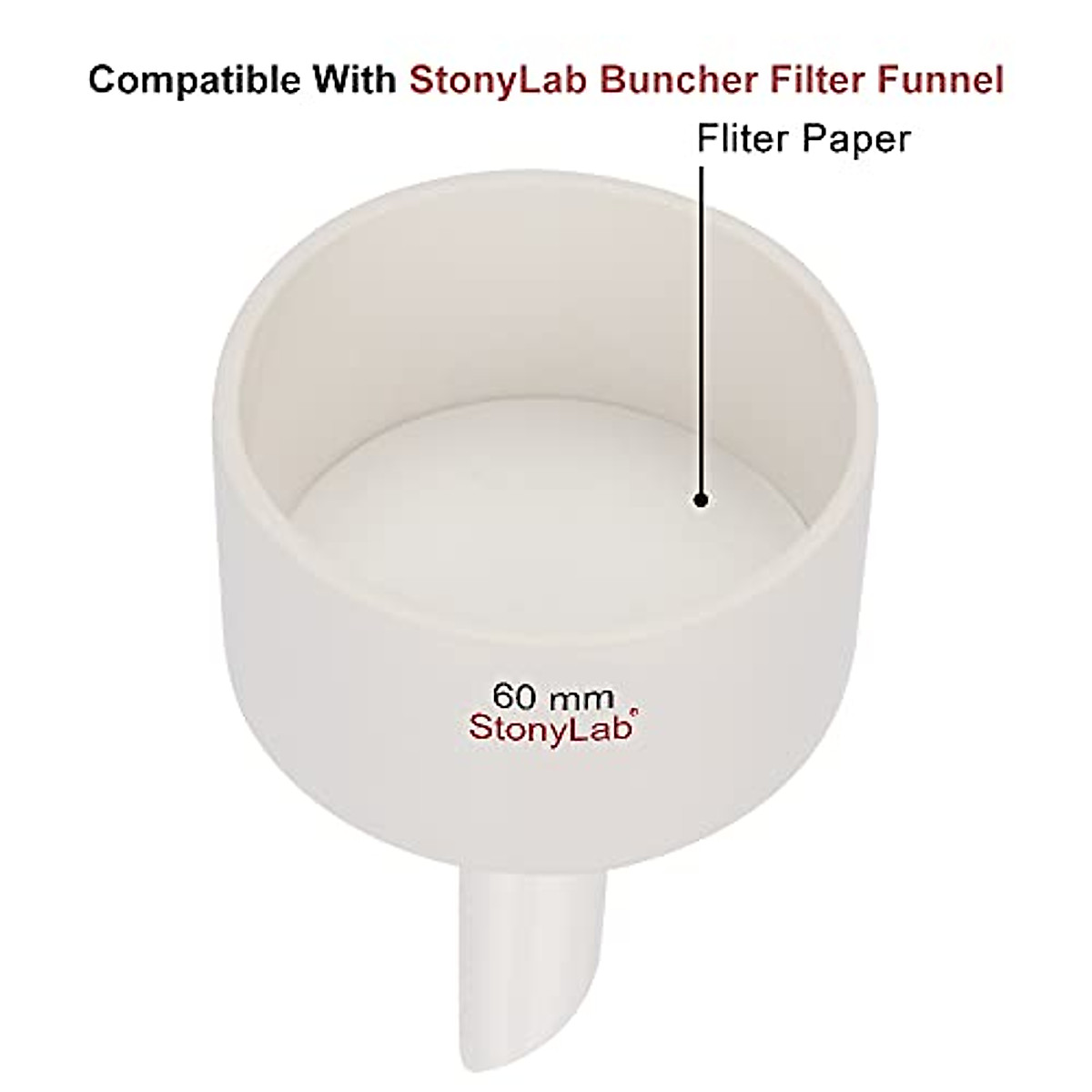 stonylab Quantitative Filter Paper, 100 Pack Slow Flow Rate Cellulose Filter Paper Circles with 10 Micron Particle Retention, 56 mm Diameter