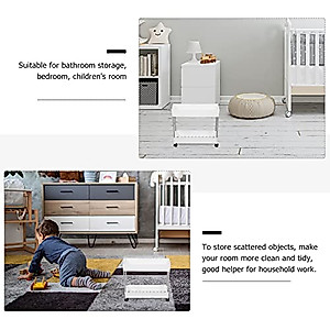 Bathroom Storage Cart Rolling Utility Cart Kitchen Trolley: Bath Storage Rack with Wheels 2 Tier Bathroom Organizers Mobile Shelving Unit Organizer for Bathroom Kitchen Slim Storage Cart