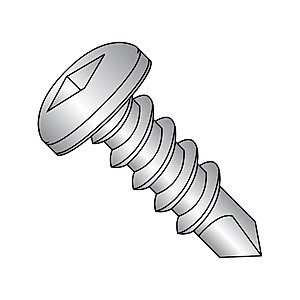 Small Parts 0820KQP410 410 Stainless Steel Self-Drilling Screw, Plain Finish, Pan Head, Square Drive, #2 Drill Point, #8-18 Thread Size, 1-1/4" Length (Pack of 25)