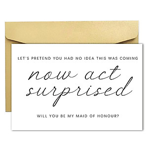 YiKaLus Wedding Maid of Honor Card, Blank Inside, 8 x 5.3 Inches, Recycled 300gsm Linen Cardstock, Sturdy Envelope