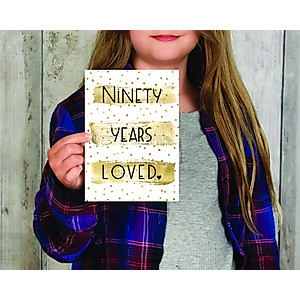 Red Door Inspirations 90 Years Loved, 90th Birthday Card, 5x7 Large Card - includes Card & Envelope