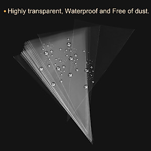 uxcell 100Pcs Clear Cello Bags, 7.1" x 14.6" Plastic Flat Cone Open-End OPP Cello Treat Bags Cello Poly Bags for Packing Cookies Candy Jewelry Gifts, Clear