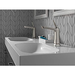 Delta Faucet Vesna Single Hole Bathroom Faucet Brushed Nickel, Single Handle, Drain Assembly, Worry-Free Drain Catch, SpotShield Brushed Nickel 15989LF-SP