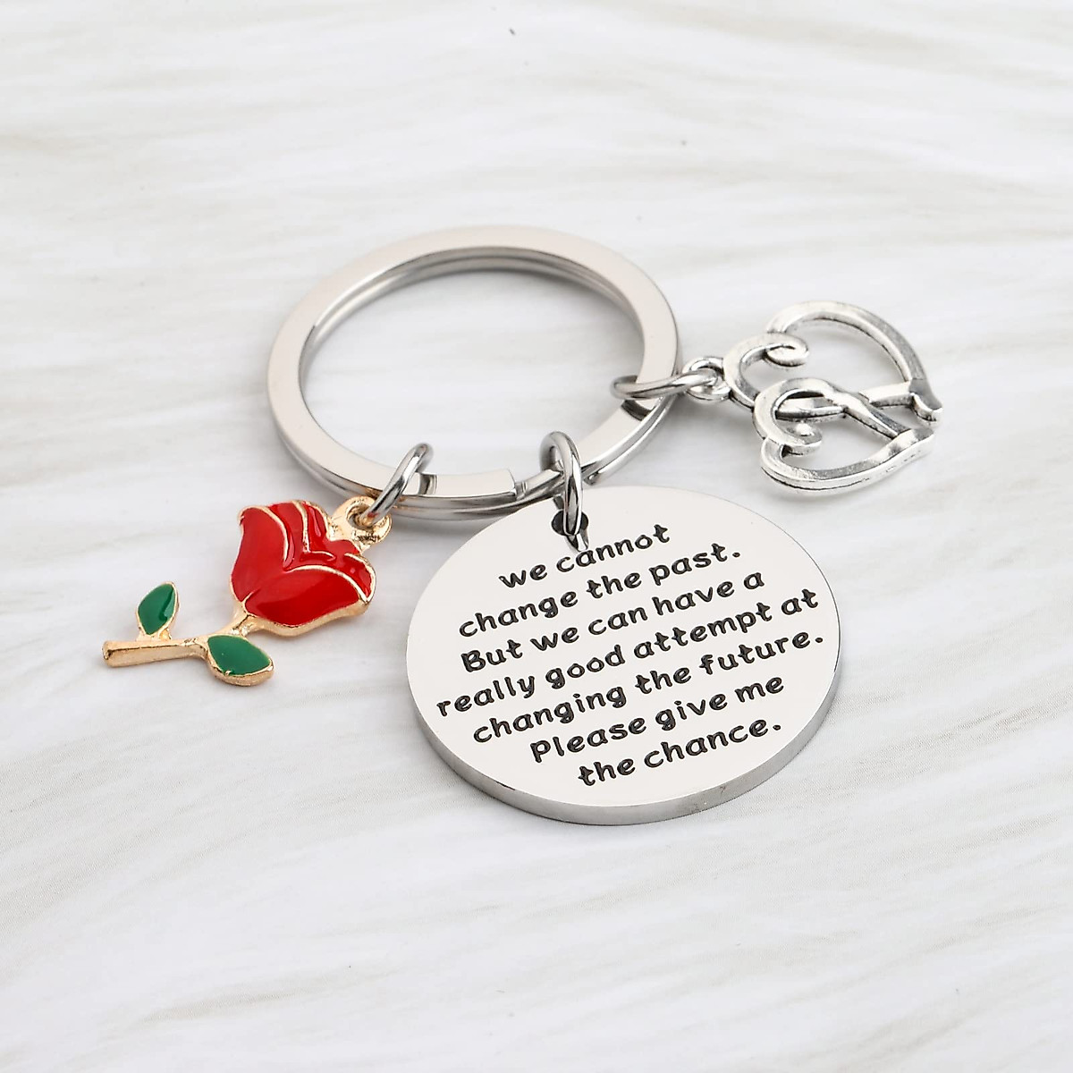 SEIRAA Apology Gift Forgive Me Gifts to Say You're Sorry for Him Her We Cannot Change the Past Keychain (Apology keychain)