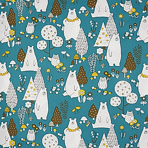 Hanjunzhao Zoo Animals Fat Quarters Fabric Bundles, Bear Fish Print Precut Sewing Quilting Fabric,18" x 22"(Multi)