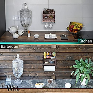 2-Tier Spice Rack, Wooden Shelf for The Wall Wooden Holder for Kitchen, Bathroom, Garage Organizer Made of Europa 100% Ash Wood with Metal Hooks Shelf for Storage 11"x10.2"