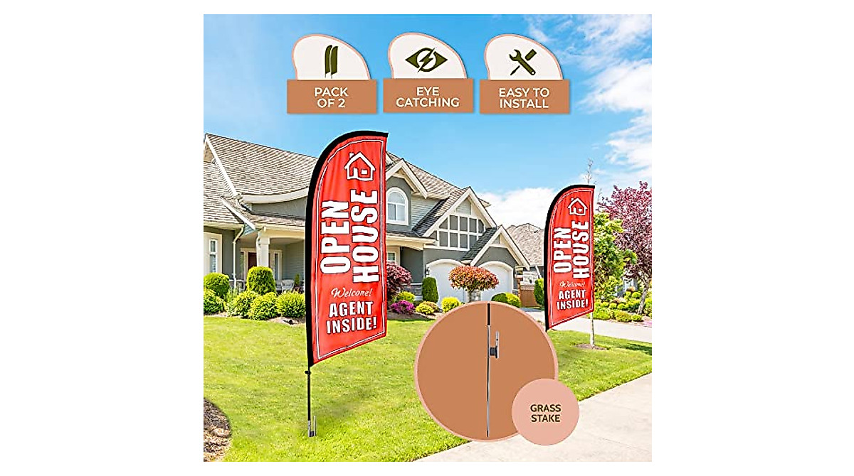 Eye-Catching Open House Flags - 2 Pack for Realtors