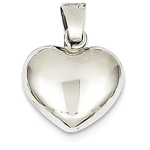 IceCarats 14K White Gold Heart Necklace Love Pendant Charm Only