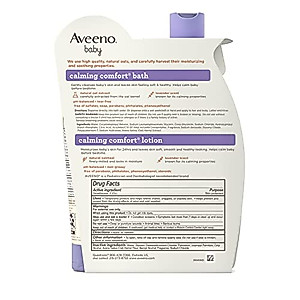 Aveeno Baby Calming Comfort Bath & Lotion Set, Night time Baby Skin Care Products with Natural Oat Extract, Lavender & Vanilla Scents, Paraben-Free, 2 Items