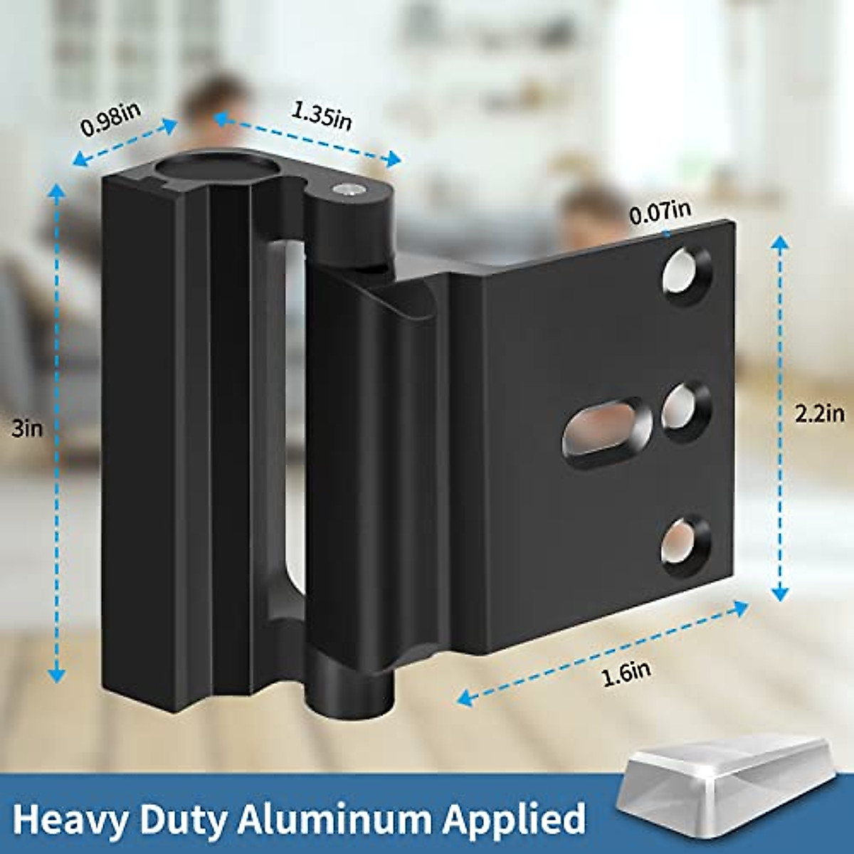 Yomisga Home Security Door Lock Reinforcement Safety Latch Extra Front Doors Security Devices Withstand 800 lbs, Anti Door Kick in Security Protector for Door Inside, Child Proof Aluminum Door Locks