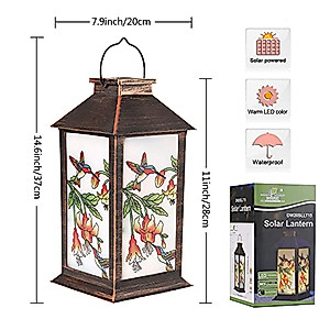 EXCMARK 10 Pathway Lights&1 Hummingbird Lantern. Solar Lights Outdoor Decorative, Solar Pathway Lights Outdoor for Garden Yard Walkway Sidewalk Driveway.