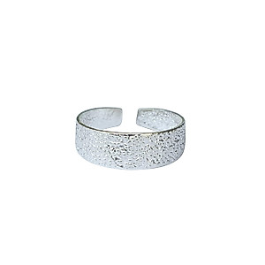 Handmade Silver Wide Band Sanded Texture Adjustable Toe Ring, 925 Sterling Silver, Small Dainty Open Toe, Pinky or Knuckle Rings for Women, By MiYa Jewelry Creations
