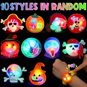 GOHEYI 24 Pack Halloween Christmas Gifts Party Favors Light Up Bracelets Toys, Glow in The Dark Party Supplies, Halloween Christmas Goodie Bags Stockings Stuffers Kids Treasure Box Classroom Prizes