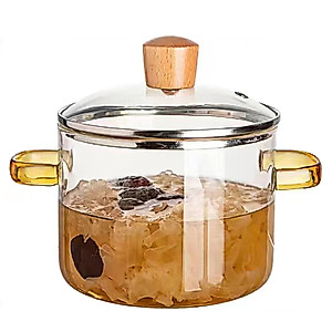 Clear Cooking Pots 1.5L(50oz) High Borosilicate Cooking Pot,Glass Cooking Pots for Stove Top Glass Saucepan,Glass Pot With Lid for Noodle,Soup,Milk,Tea