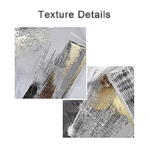 Pigort Canvas Wall Art Shiny Gold and Black White Abstract Canvas Print Wall Decor Large Abstract Painting Modern Home Office Wall Decoration, 20x40 Inch