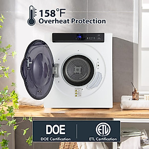 LDAILY 8.8 LBS Compact Dryer, 1400W Electric Clothes Dryer with 3 Heating Options, ECO & IHS Mode, Compact Laundry Dryer with Stainless Steel Tub, Multi-layer Filtration for Home, Apartment, Dorms, White