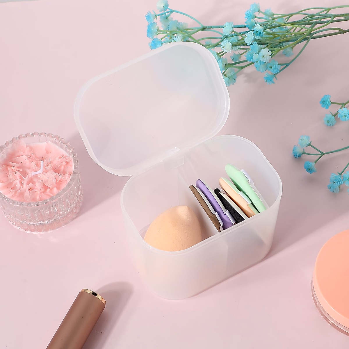 Hariendny 2 Pack Cotton Pads Holder Organizer, Home Transparent Cotton Pads Holder, Travel Qtips with Case, Swabs Large Capacity Storage Box, Cosmetic Pads for Bathroom Canister Storage Organization