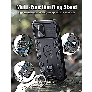 Nillkin [2022 Upgraded] iPhone 13 Pro Max Case [Compatible with MagSafe] [Slide Camera Cover] [Multifunctional Kickstand] Heavy Duty Protection Armor Case for iPhone 13 Pro Max 6.7'' Blue