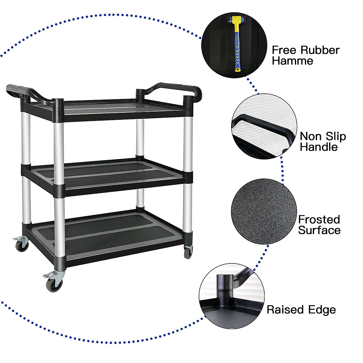 MAYNIYJK Collapsible Rolling Crate with Wheels, Foldable Utility Cart, Folding Portable Rolling Crate with Wheels, Collapsible Cart Storage Box with Telescoping Handle for Shopping Teacher Use