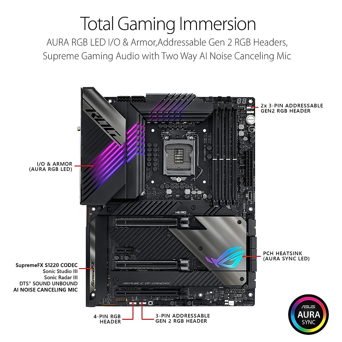 ROG Maximus XIII Hero (WiFi 6E) Z590 LGA 1200(Intel®11th/10th Gen) ATX gaming motherboard (PCIe 4.0, 14+2 power stages, DDR4 5333+, Dual 2.5Gb LAN,Thunderbolt 4 onboard, 4X M.2/NVMe SSD, Aura RGB)
