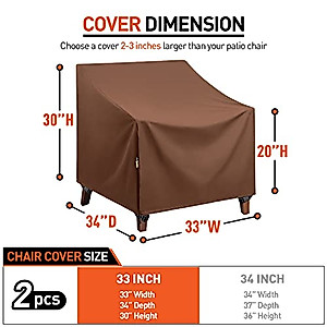 Arcedo Patio Chair Covers 33 Inch and Patio Sofa Cover 60 Inch, Heavy Duty Waterproof Patio Furniture Sofa and Chair Covers with 4 Straps, Brown