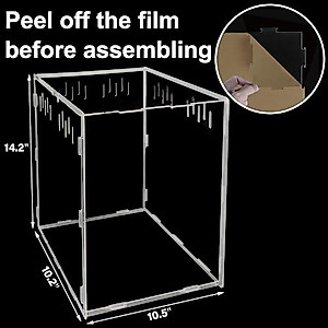 winemana Reptile Terrarium Aquarium Breeding Tank, 14.5" x 10.5" x 10" Acrylic Tarantula Enclosure Feeding Box Insect Habitat for Tarantula Spider Snake Lizard Hermit Crab Insect