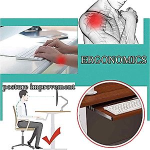 OM-PDD Keyboard Pull Out Tray Under Desk, Under Desk Tray Slide Out, Ergonomic Keyboard Tray, Teak Color/White/Light Walnu/Black/White Maple, L 60/70cm, W26cm