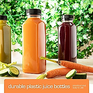 DECADORN 12oz Plastic Juice Bottles For Juicing - 20 Pack Plastic Bottles With Caps - MADE IN USA Juicing Bottles Reusable With Lids - Juicer Bottles With Tamper Evident Caps