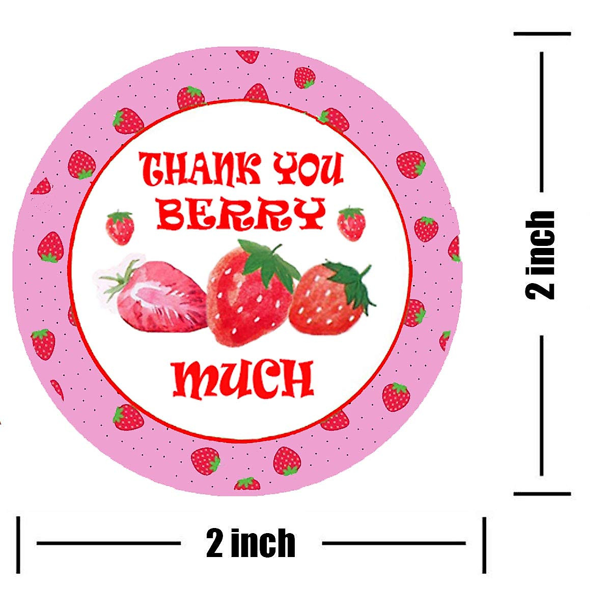 Strawberry Thank You Sticker Labels,2" Berry Sweet Strawberry Themed Birthday Party Thank You Stickers Great for Party Favors, Envelope Seals & Goodie （120 Pcs）