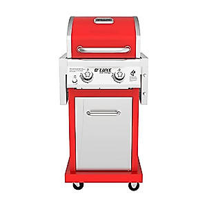 Nexgrill Deluxe 2-Burner Propane Barbecue Gas Grill with Warming Rack, 401 sq. in, 28000 BTUs, Outdoor Cooking, Patio, Barbecue Grill, Foldable Side Table, with Full stainless Steel Control Panel, Red