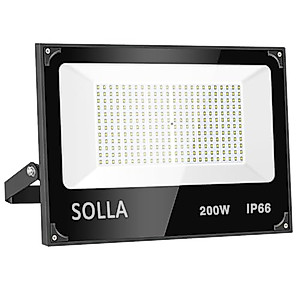 SOLLA 200W LED Flood Light, 20000lm 6000K Daylight White Super Bright Security Light Exterior Floodlight, Outdoor Lighting Fixture Landscape Spotlight for Yard, Garage, Rooftop, Stadiums, Courts