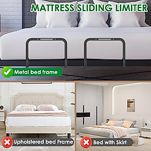 UKQRRTC 2Pcs Mattress Slide Stopper Metal Mattress Retainer Bar Adjustable Non Slip Mattress Gripper Mattress Holder Mattress Gaskets for Bed Frame