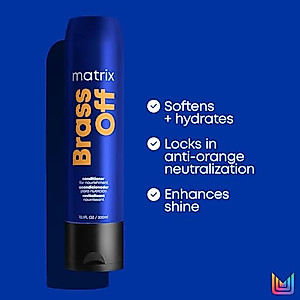 Matrix Brass Off Nourishing Leave In Conditioner | Tones brassiness | Repairs Dry, Damaged Hair | For Color Treated & Bleached Hair | Non-Color Depositing | Leave-In Salon Conditioner