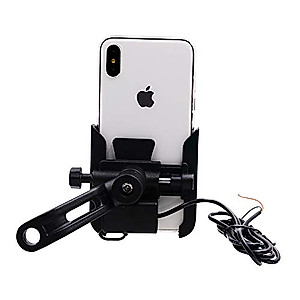 ZJDU Universal Premium Bike Phone Mount for Motorcycle - USB Phone Charger Holder Handlebar/Rear-View Mirror Cellphone Mount,360 Rotation,for 4.0-6.5" Inch Smartphones,Black b