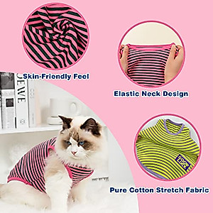MESHEEN 2 Pack Dog Shirt Sleeveless for Small Dogs Made of Soft Breathable Pure Cotton Stretch Fabric Keep Your Pet Comfortable, Puppy Vest Use Fashion Striped Style Design